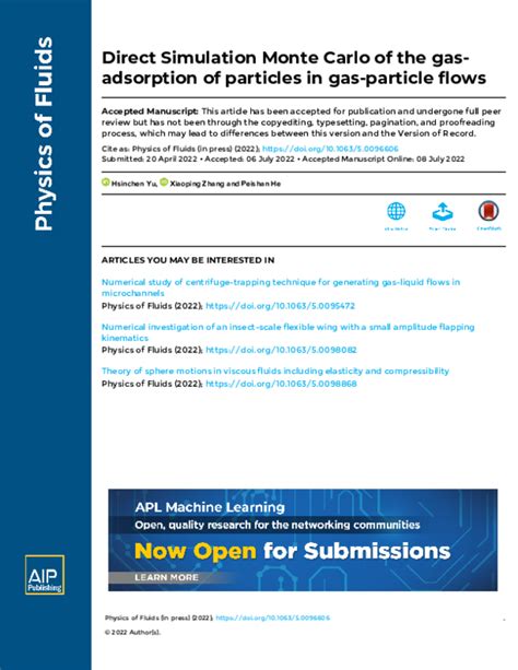 Pdf Direct Simulation Monte Carlo Of The Gas Adsorption Of Particles