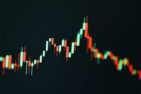 외환그래프 사업 또는 주식그래프 차트 시장거래소 차트 컴퓨터 화면 배경에 지표가 있는 기술가격 촛대 금융투자거래를 위한 주식거래 그래픽 디자인 개념에 대한 스톡 사진 및