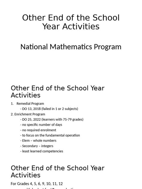National Mathematics Program Orientation Pdf