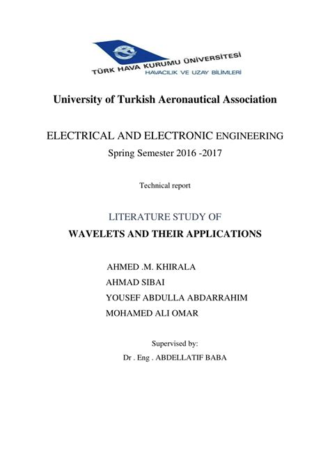 PDF A LITERATURE STUDY OF WAVELETS AND THEIR APPLICATIONS