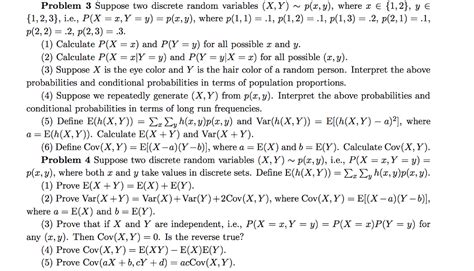 Solved Problem 3 Suppose two discrete random variables (X,Y) | Chegg.com