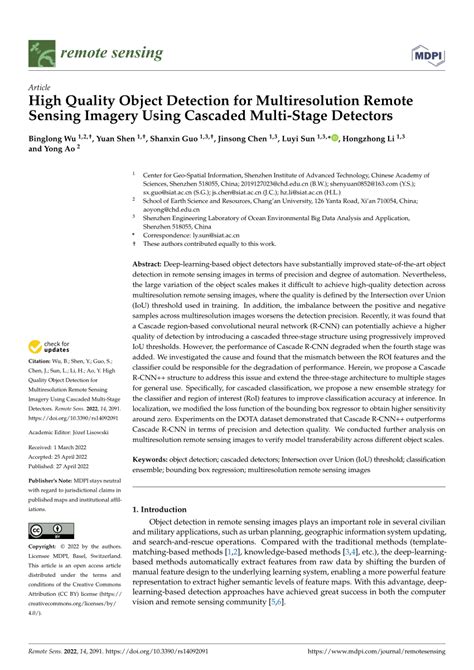 Pdf High Quality Object Detection For Multiresolution Remote Sensing Imagery Using Cascaded