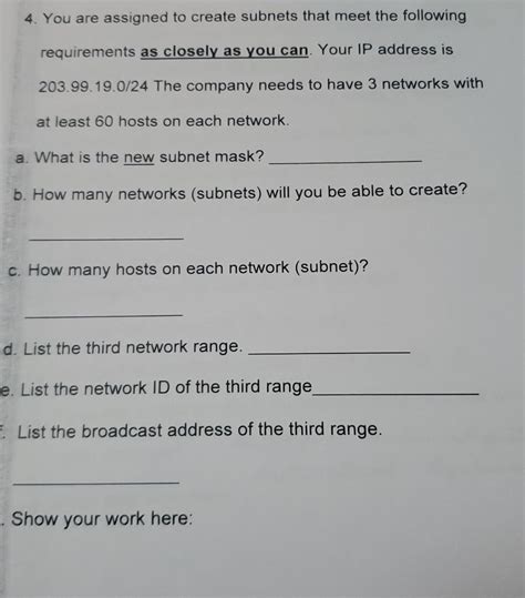 Solved You Are Assigned To Create Subnets That Meet The Chegg Com