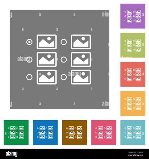 single image selection with radio buttons flat icons on simple color