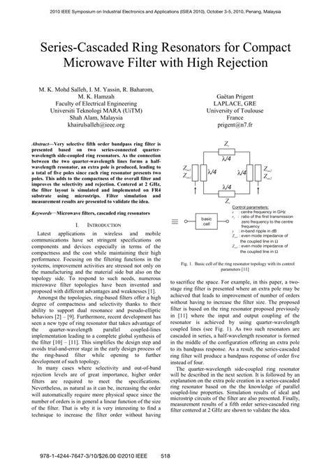 Pdf Series Cascaded Ring Resonators For Compact Microwave Filter With
