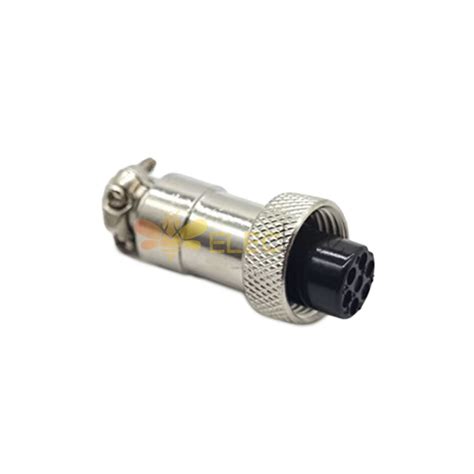 Gx12 Aviation Connector Female 7pin Straightcable Line Solder Type