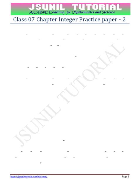 Integer Operations Practice Exercises Pdf