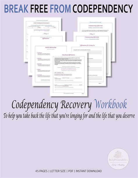 Codependency Therapy Activity Worksheets Overcoming 59 Off