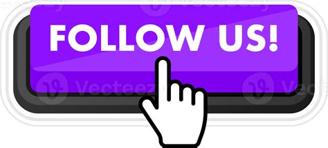 Set Of Follow Us Button Hand Pointer Clicking Follow Us Web Buttons