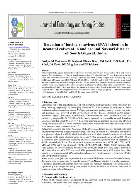 Pdf Detection Of Bovine Rotavirus Brv Infection In Neonatal Calves
