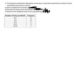 Answered: 2. The frequency distribution table below summarizes a study that examined the number ...