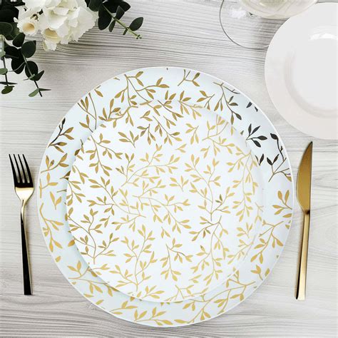 Plastic Leaf Salad Dessert Plates 8 Whitegold Efavormart