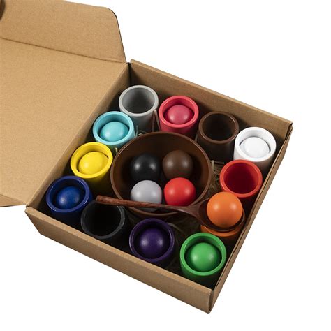Montessori Wooden Toy Sorting Educational Toy Balls In Cups 12 Balls Age 1 Colour Sorting And