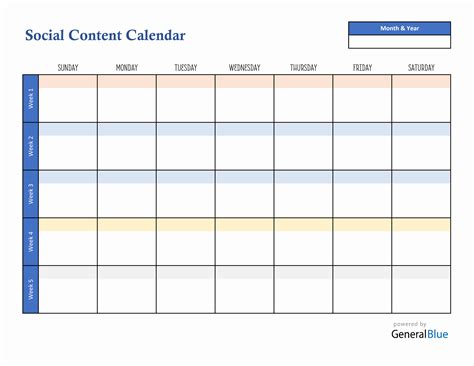 Free Blank Social Media Calendar And Planner Template Excel Format