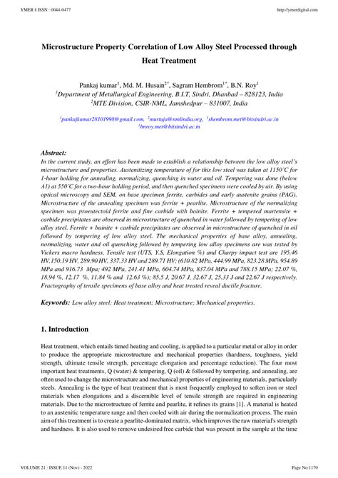 Pdf Microstructure Property Correlation Of Low Alloy Steel Processed