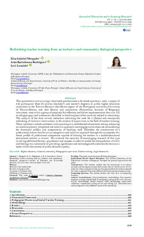 Pdf Rethinking Teacher Training From An Inclusive And Community