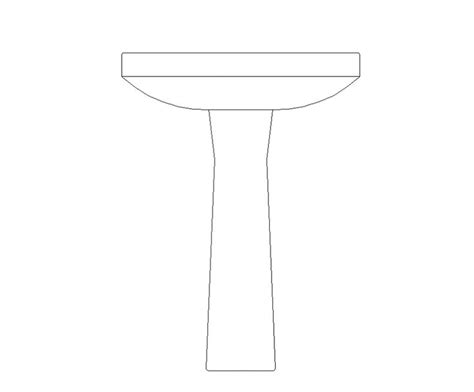 Autocad Drawing Pedestal Sink Side View Dwg Cad Files Cutout