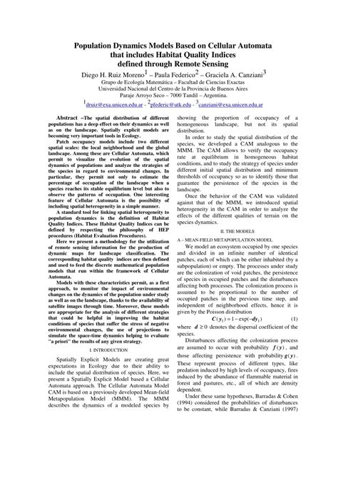 pdf population dynamics models based on cellular automata that