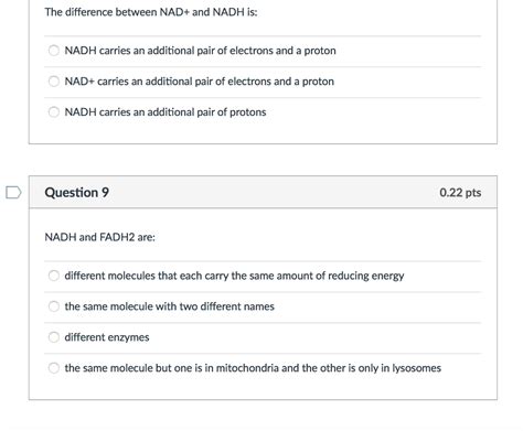 Solved The Difference Between NAD And NADH Is NADH Chegg Com