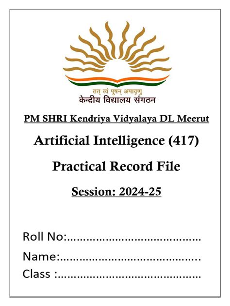 Class 9 Ai Practical Record File Pdf Artificial Intelligence