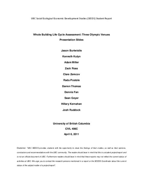 Pdf Whole Building Life Cycle Assessment Three Olympic Venues Presentation Slides