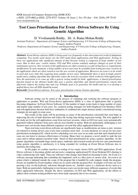 Pdf Test Cases Prioritization For Event Driven Software By Using Genetic Algorithm
