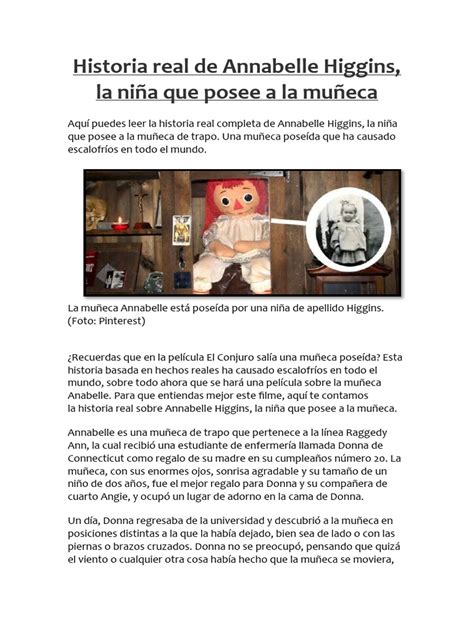 Historia Real De Annabelle Higgins Pdf