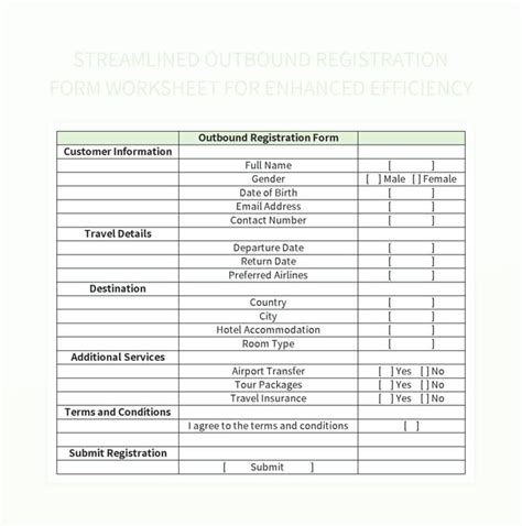 Streamlined Outbound Registration Form Worksheet For Enhanced