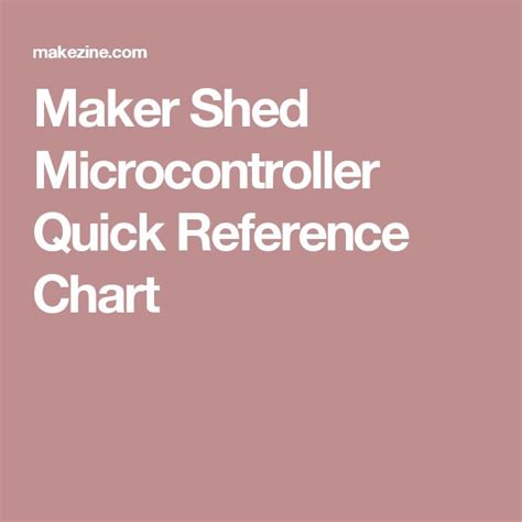 Maker Shed Microcontroller Quick Reference Chart Make Reference Chart Microcontrollers Maker