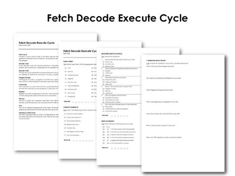 Fetch Decode Execute Cycle Teaching Resources