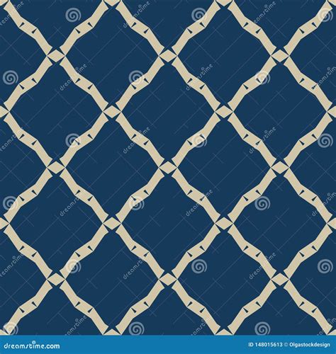 Gold And Blue Pattern Vector Abstract Geometric Seamless Texture With Grid Stock Vector