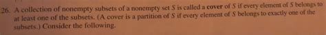 Solved 26 A Collection Of Nonempty Subsets Of A Nonempty