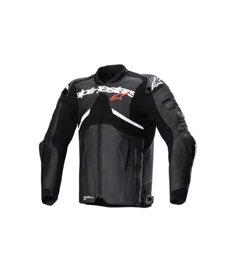 Atem V5 Leather Jacket Alpinestars Lederjacke Herren Schwarz Weiss