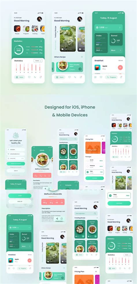 素食 健康食品ios App Ui 设计figmaandpsd（fig Psd）