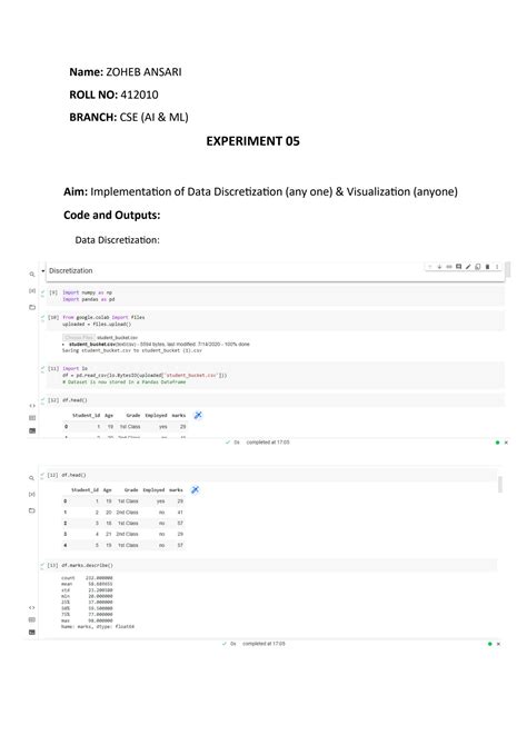 Solution Datawarehousing And Mining Experiment Data Discretization