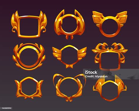 Ui 게임 프레임 롤플레잉 게임을위한 골드 질감 테두리 0명에 대한 스톡 벡터 아트 및 기타 이미지 0명 가장자리 개체 그룹 Istock