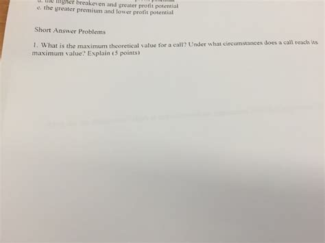 solved short answer problems what is the maximum theoretical
