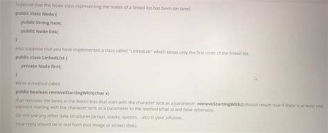 solved suppose that the node class representing the nodes of