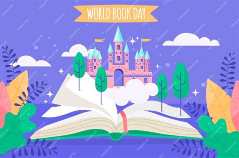 평면 디자인 세계 책의 날 개념 무료 벡터