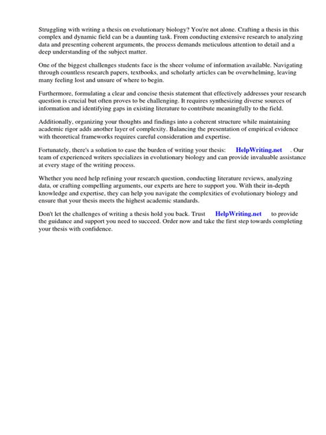 Thesis On Evolutionary Biology Pdf Evolution Phylogenetic Tree