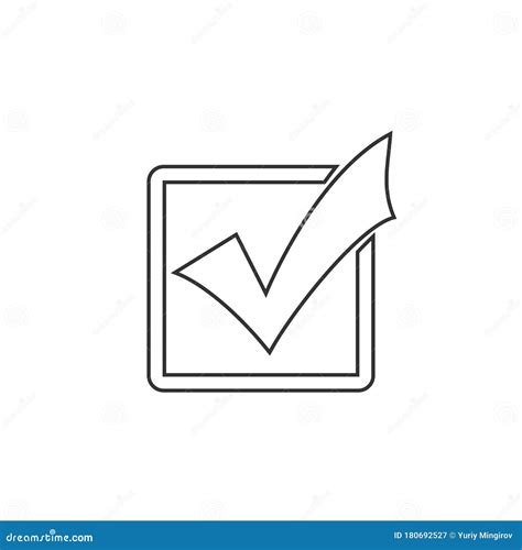 Check Mark In A Box Line Icon Isolated Tick Symbol Check List Button Sign Flat Design Stock