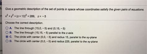 solved give a geometric description of the set of points in