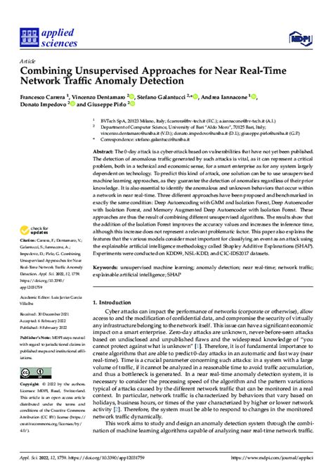 Pdf Combining Unsupervised Approaches For Near Real Time Network Traffic Anomaly Detection