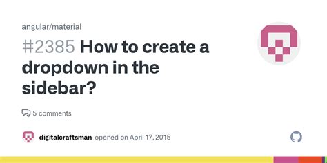 How To Create A Dropdown In The Sidebar · Issue 2385 · Angular