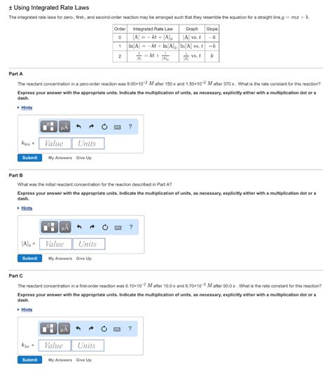 Solved Using Integrated Rate Laws The Integrated Rate Laws