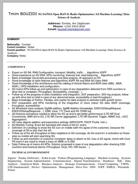 Cv Tmim Bouzidi Pdf High Speed Packet Access Lte Telecommunication