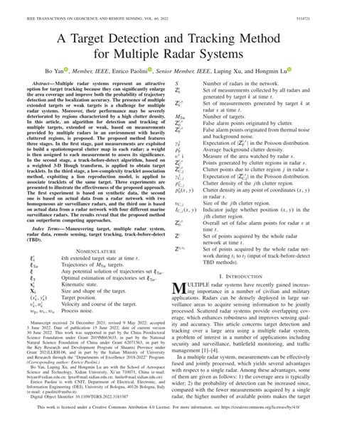 Pdf A Target Detection And Tracking Method For Multiple Radar Systems