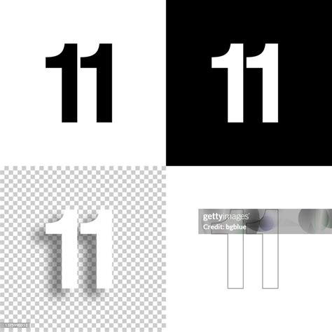 11 Number Eleven Icon For Design Blank White And Black Backgrounds Line
