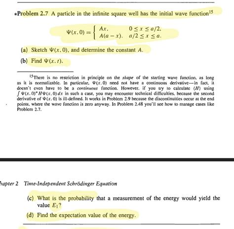 solved problem 2 7 a particle in the infinite square well