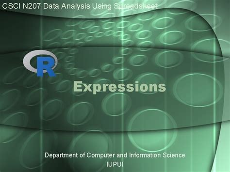 Csci N 207 Data Analysis Using Spreadsheet Expressions